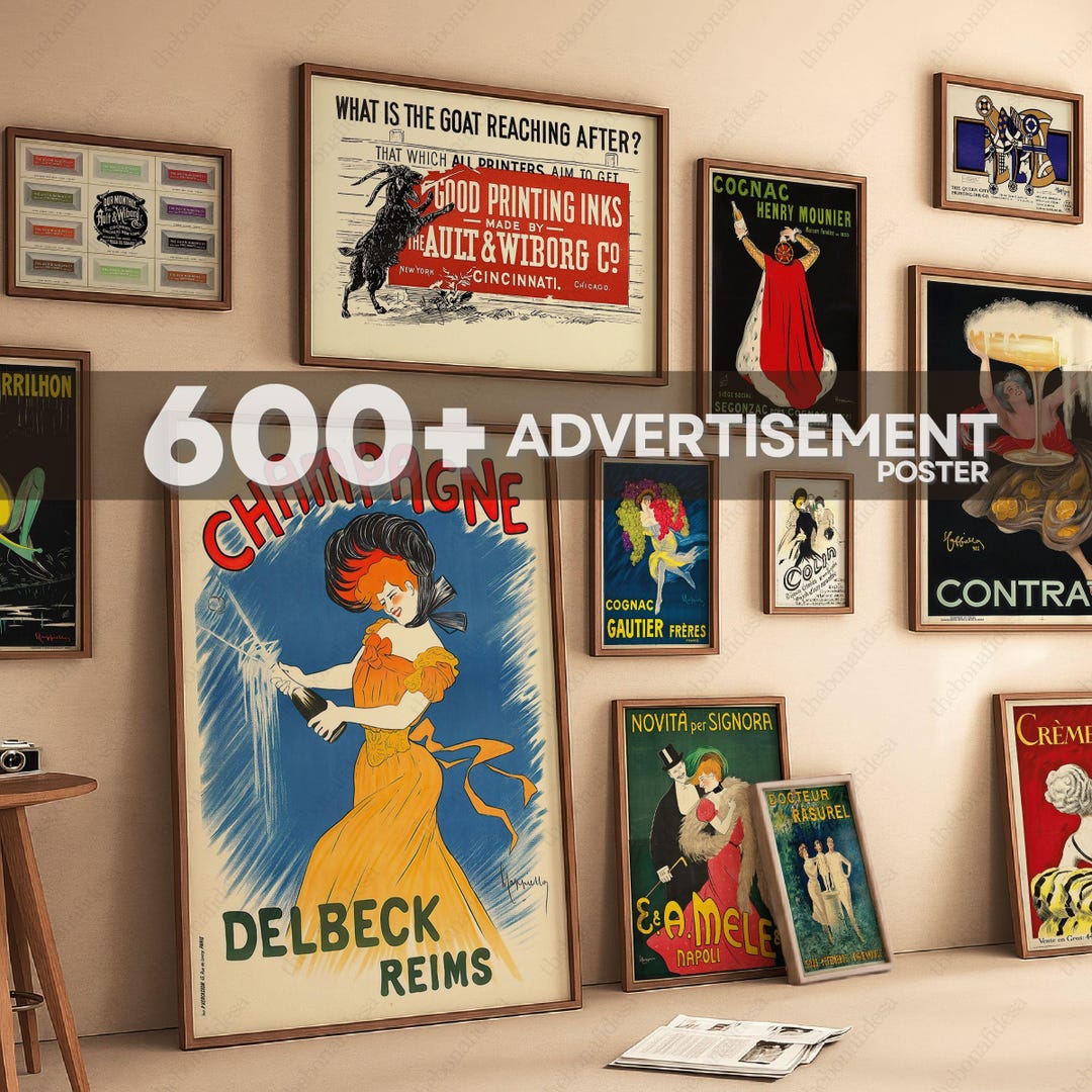 600+ Vintage Advertisement MEGA BUNDLE Printable Wall Art, Gallery Wall ...