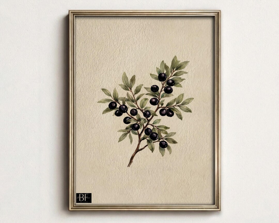 Vintage Botanical Print | Antique Berry Country Farmhouse Watercolor ...