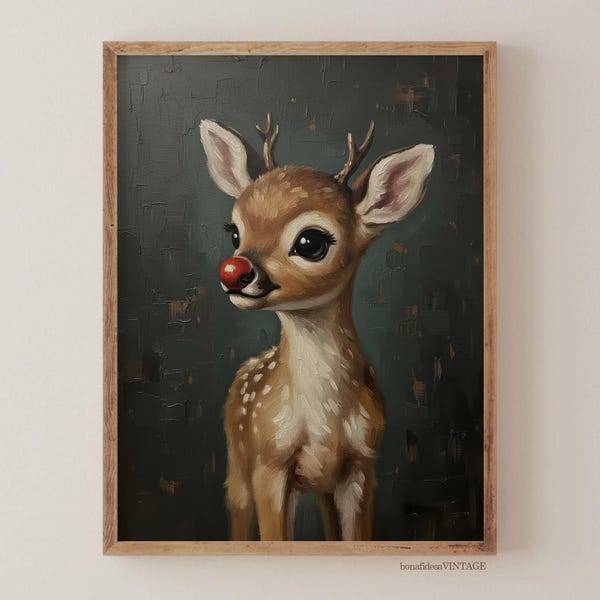 Rudolph Red Nose Portrait - Etsy