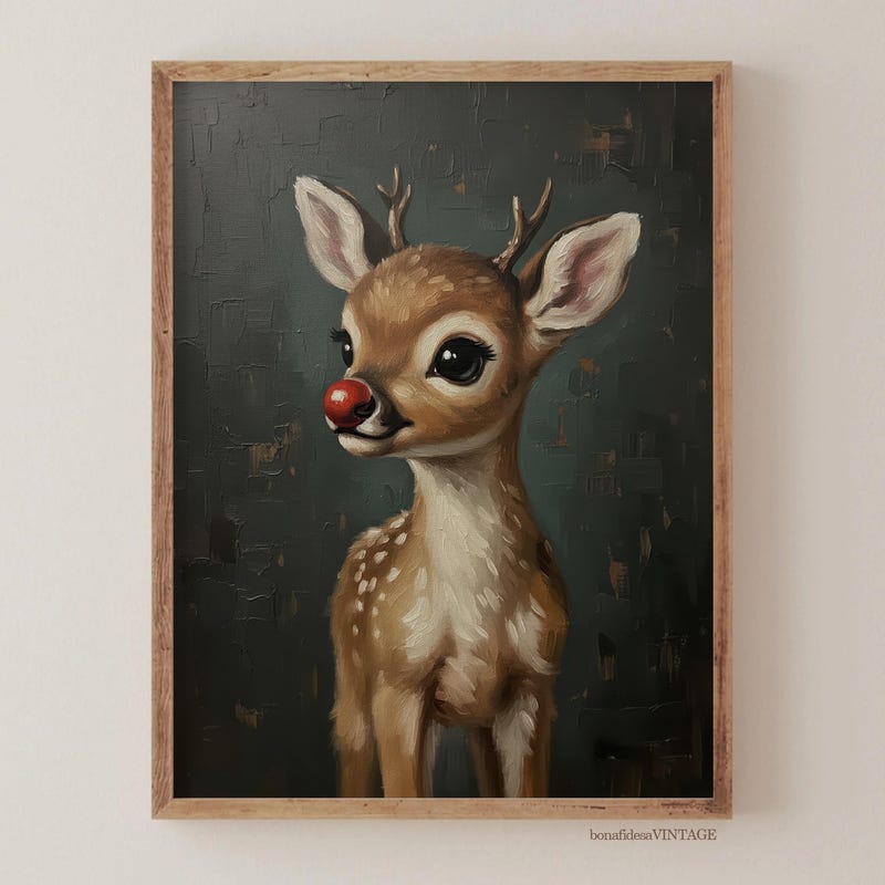 Rudolph Red Nose Portrait - Etsy