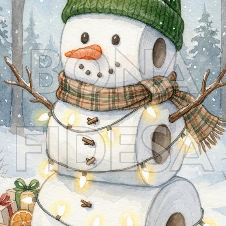 Toilet Paper Snowman Christmas Print, Funny Bathroom Decor, Cute ...