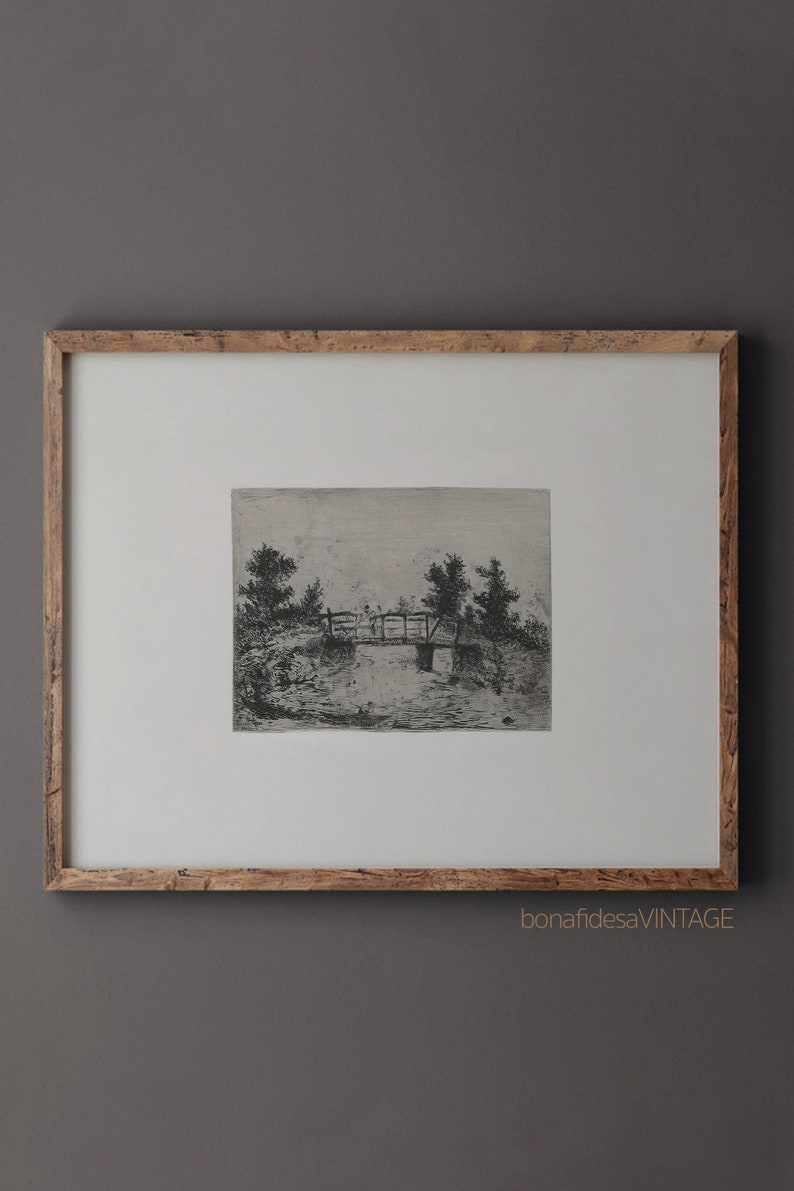Vintage Minimalist Landscape Sketch, Downloadable Etch Art Print, Printable Antique Wall Art ...