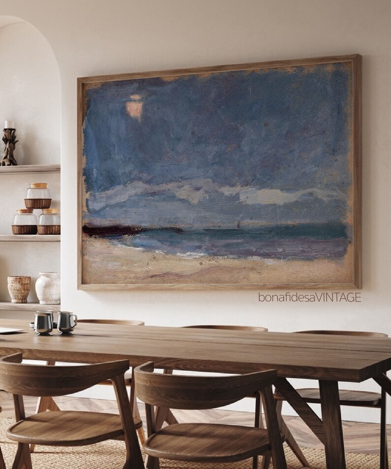 Minimalist Beach Painting, Muted Landscape Print, Beach House Wall Art ...