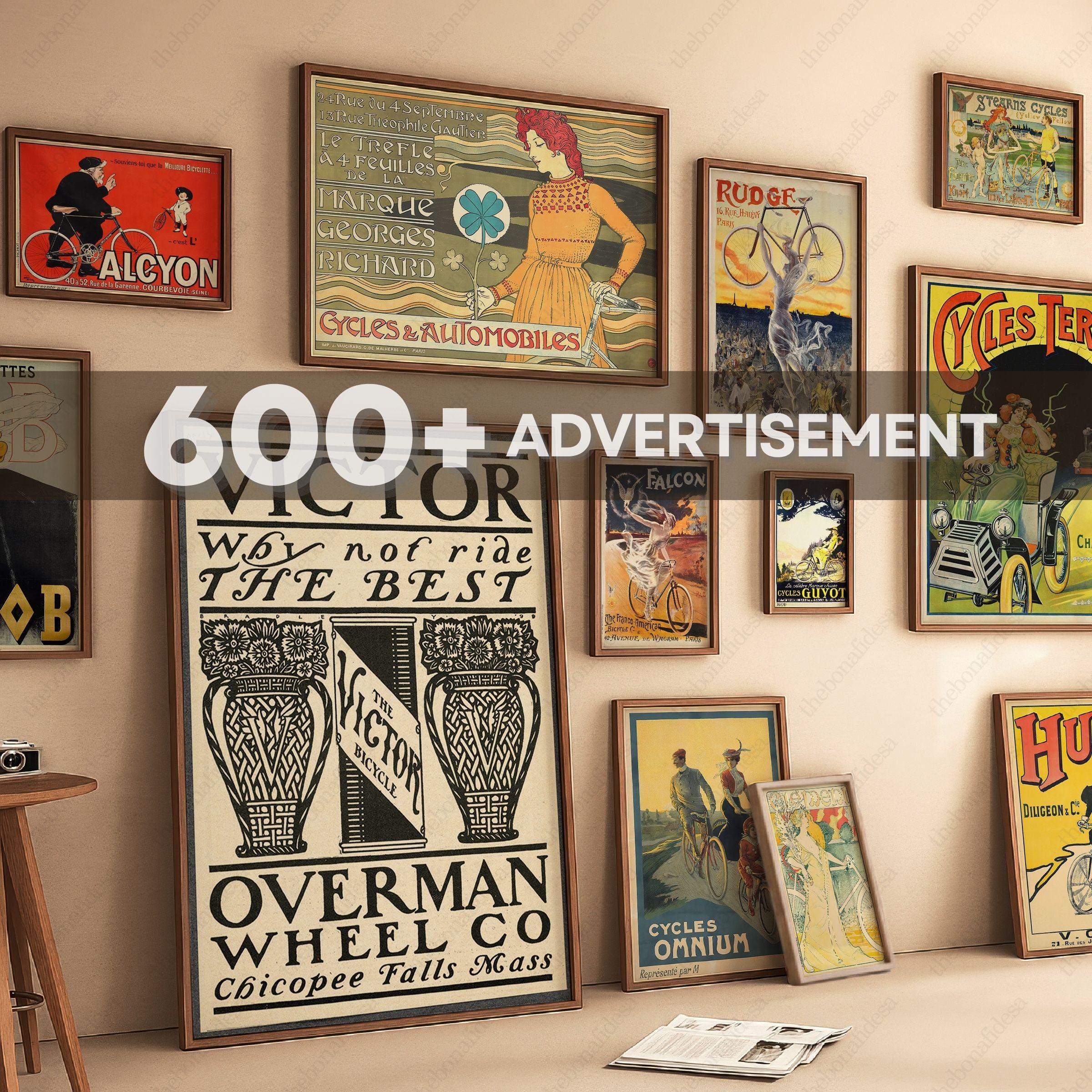 600+ Vintage Advertisement MEGA BUNDLE Printable Wall Art, Gallery Wall ...
