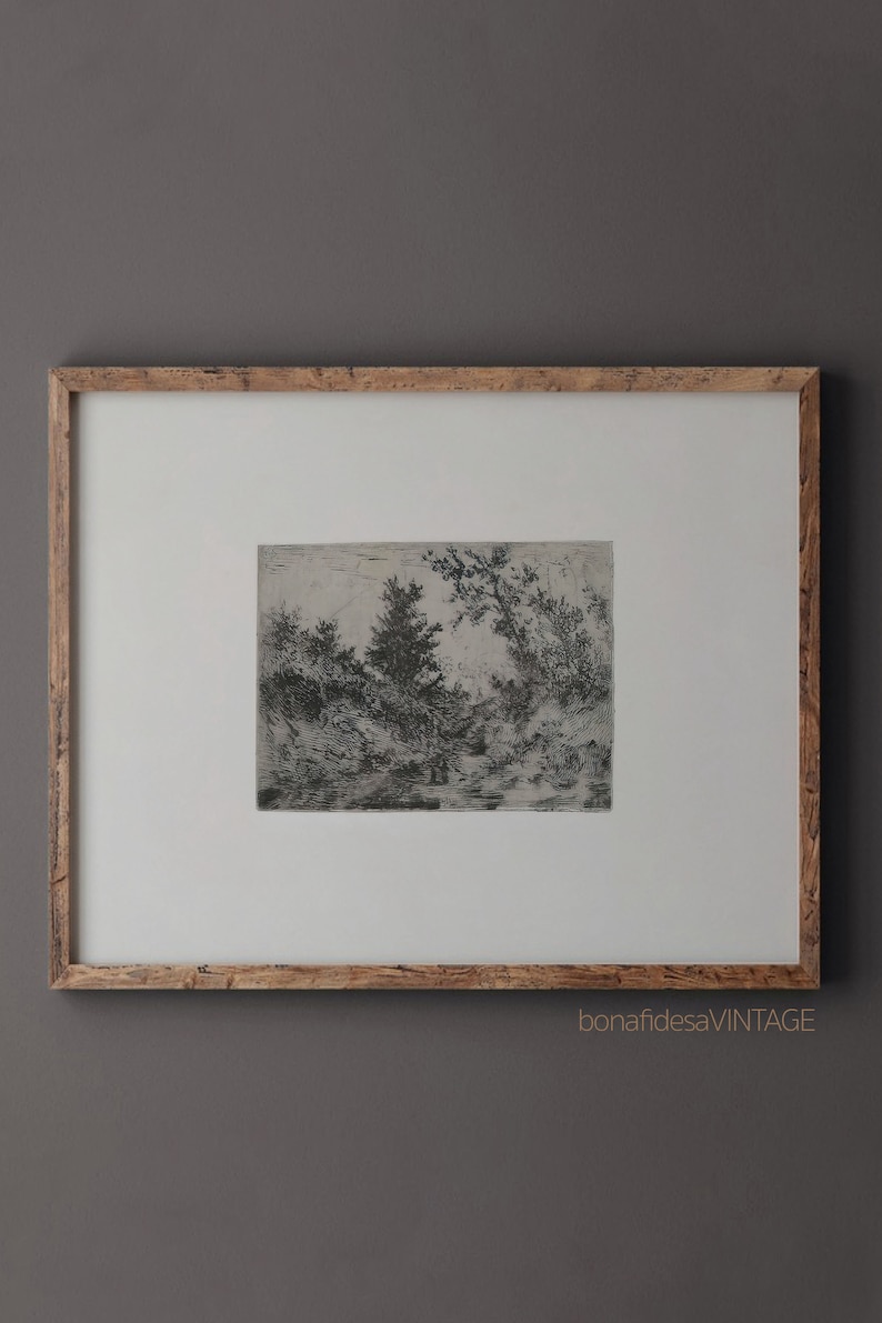Antique Sketch of a Forest, Downloadable Vintage Etching Print ...