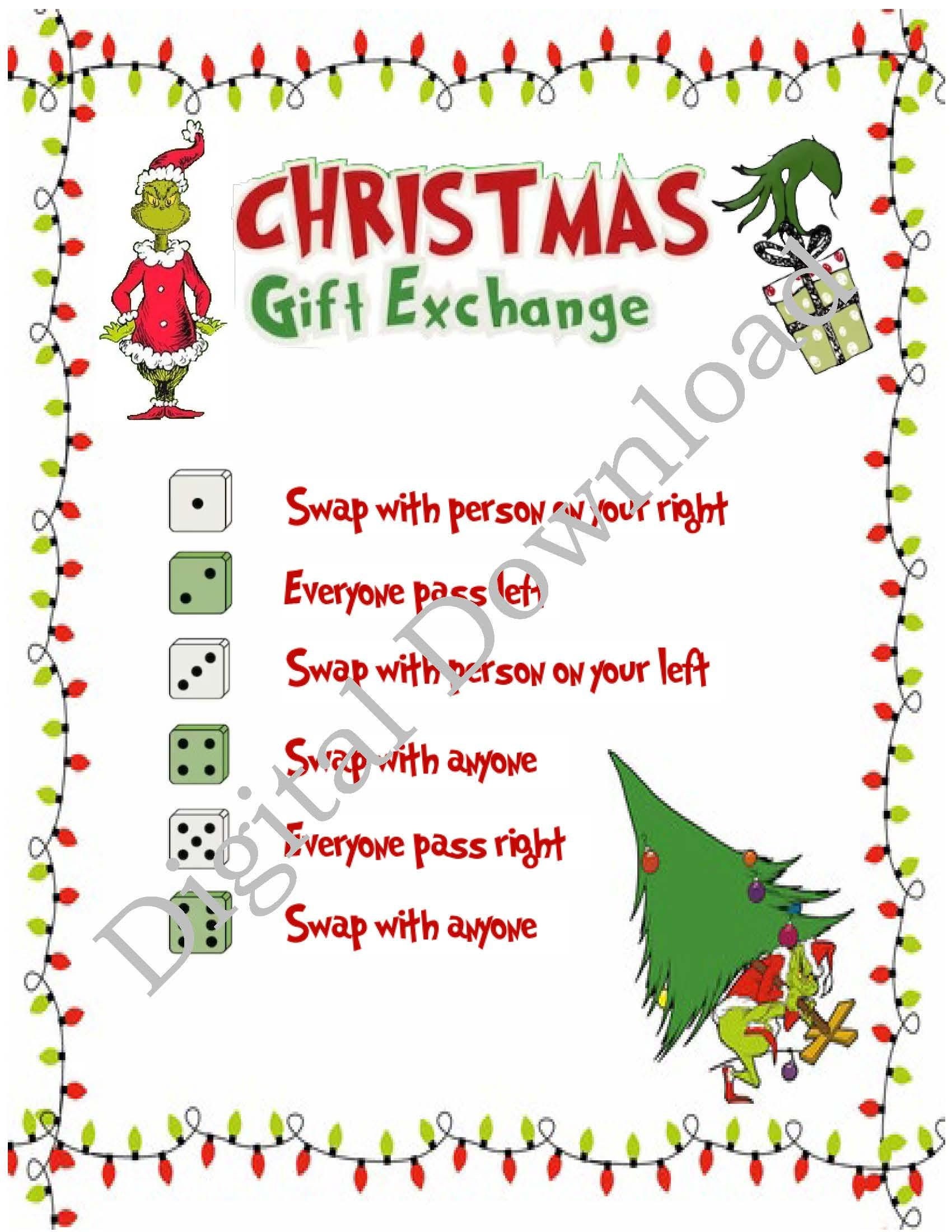 The Grinch Christmas Dice Game Gift Exchange - Etsy