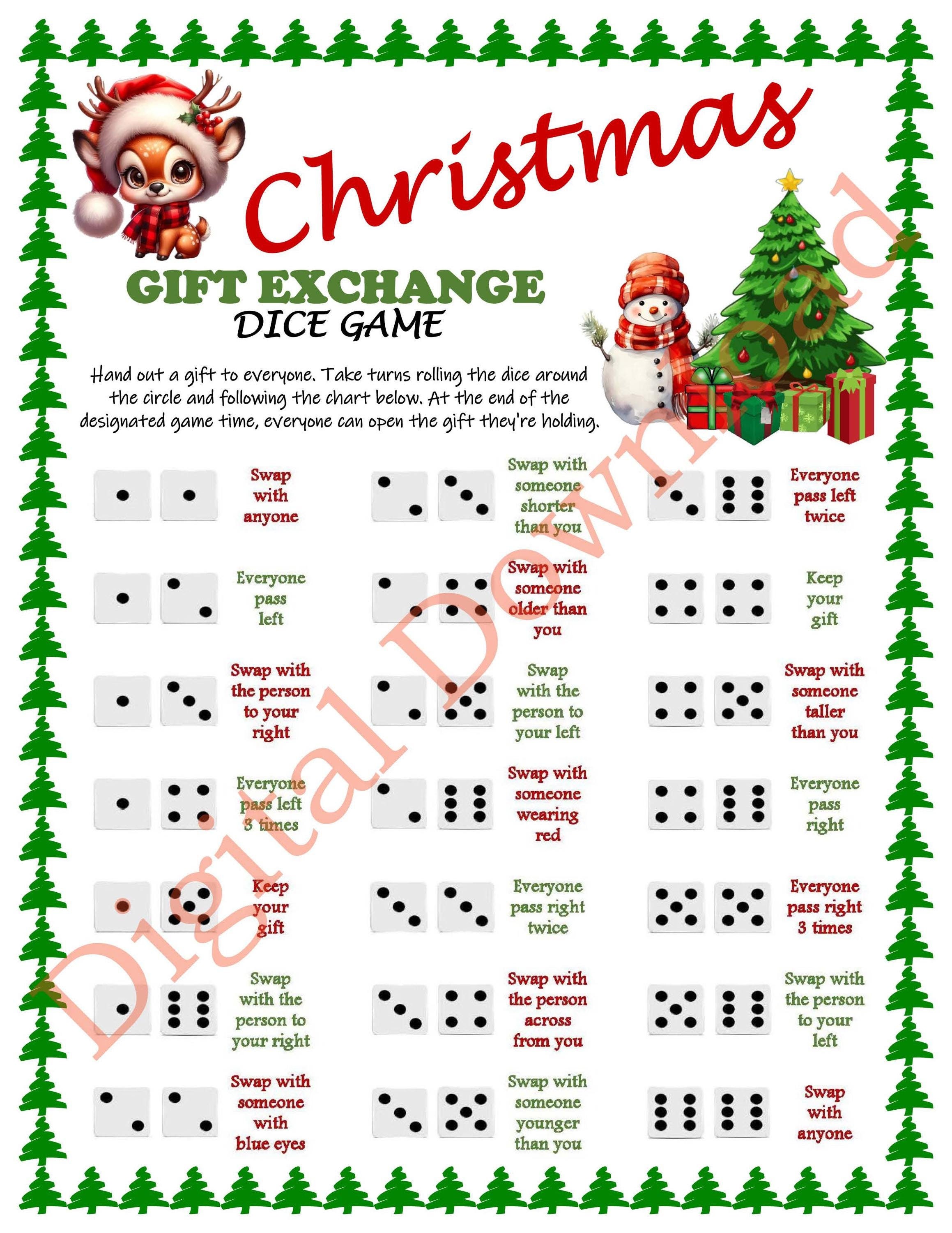 Christmas Gift Exchange Dice Game - Etsy