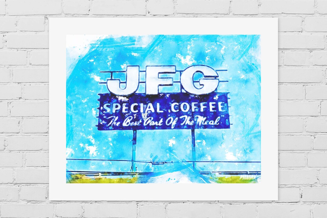 JFG Coffee Sign Art Print, Knoxville Historical Landmark in Downtown ...