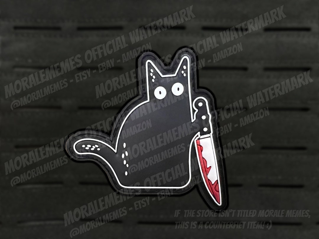 Cat With Knife Meme Funny PVC Morale Patch - Etsy
