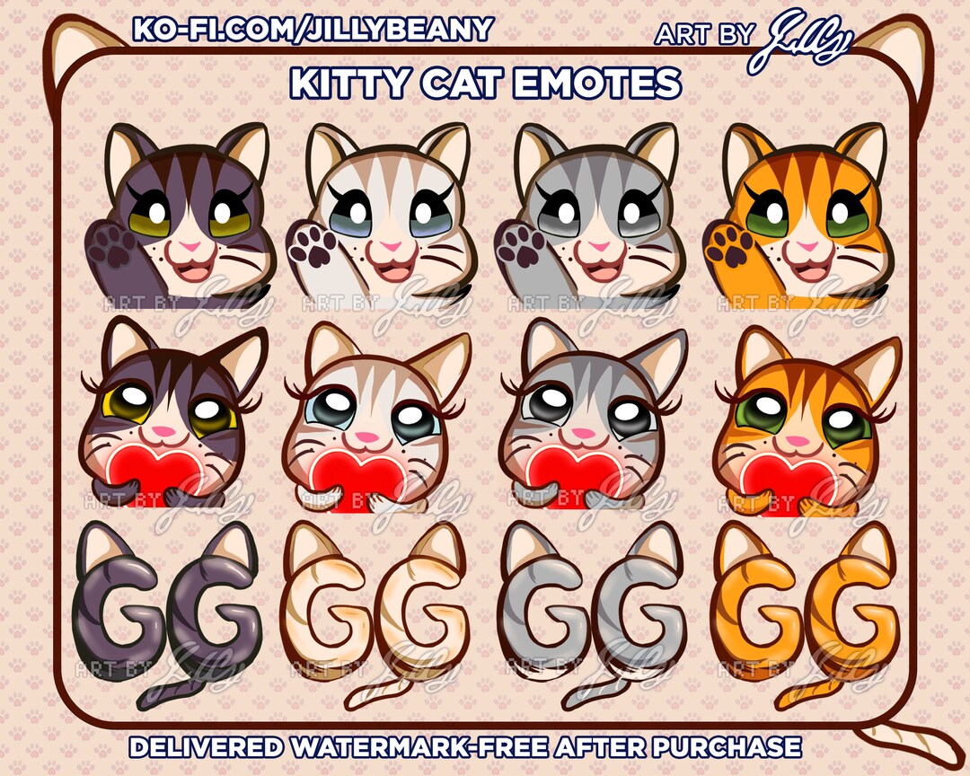 Cute Cat Emote Pack Emotes for Twitch, Youtube and Discord Chibi Cats ...