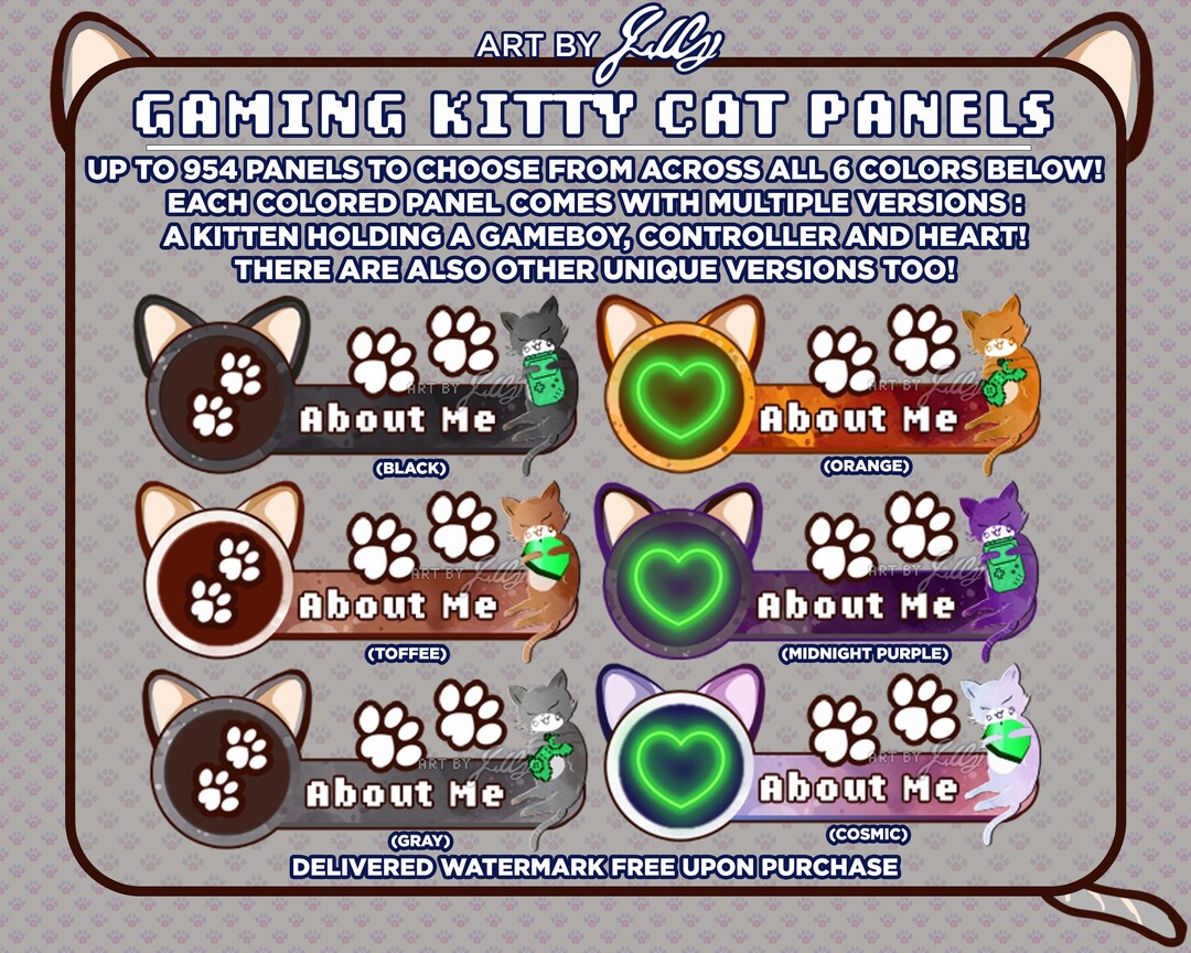 Gaming Kitty Cat Panels for Twitch and Kick 954 Panels to Choose From ...