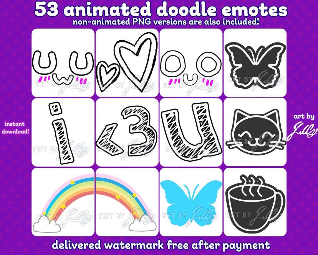 Doodle Emotes Animated Butterflies, Alphabet Letters, Hearts, Cherry ...