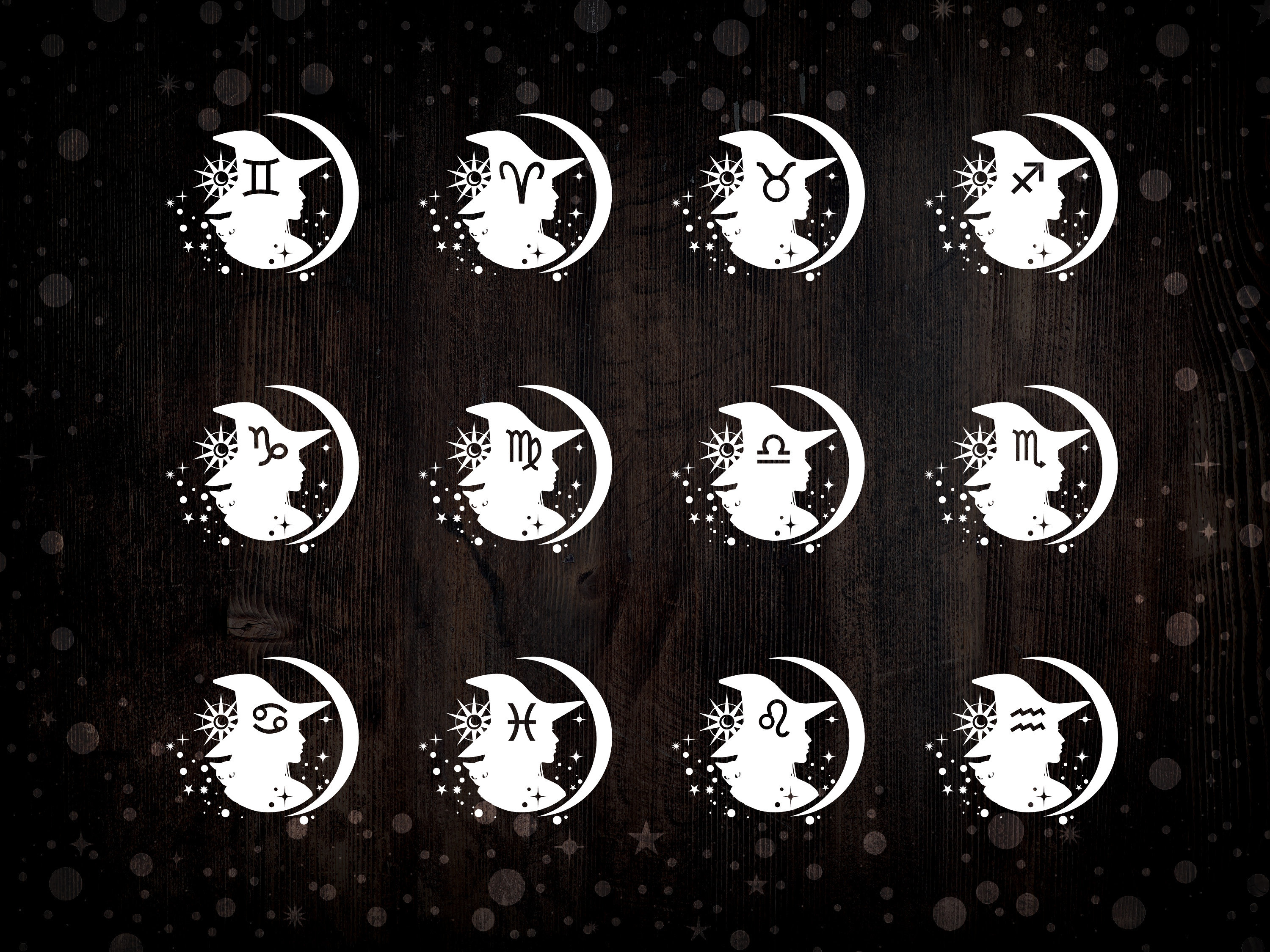 Witchy Zodiac Decals | Zodiac Sign Decals | Custom Decals | Vinyl Decal ...
