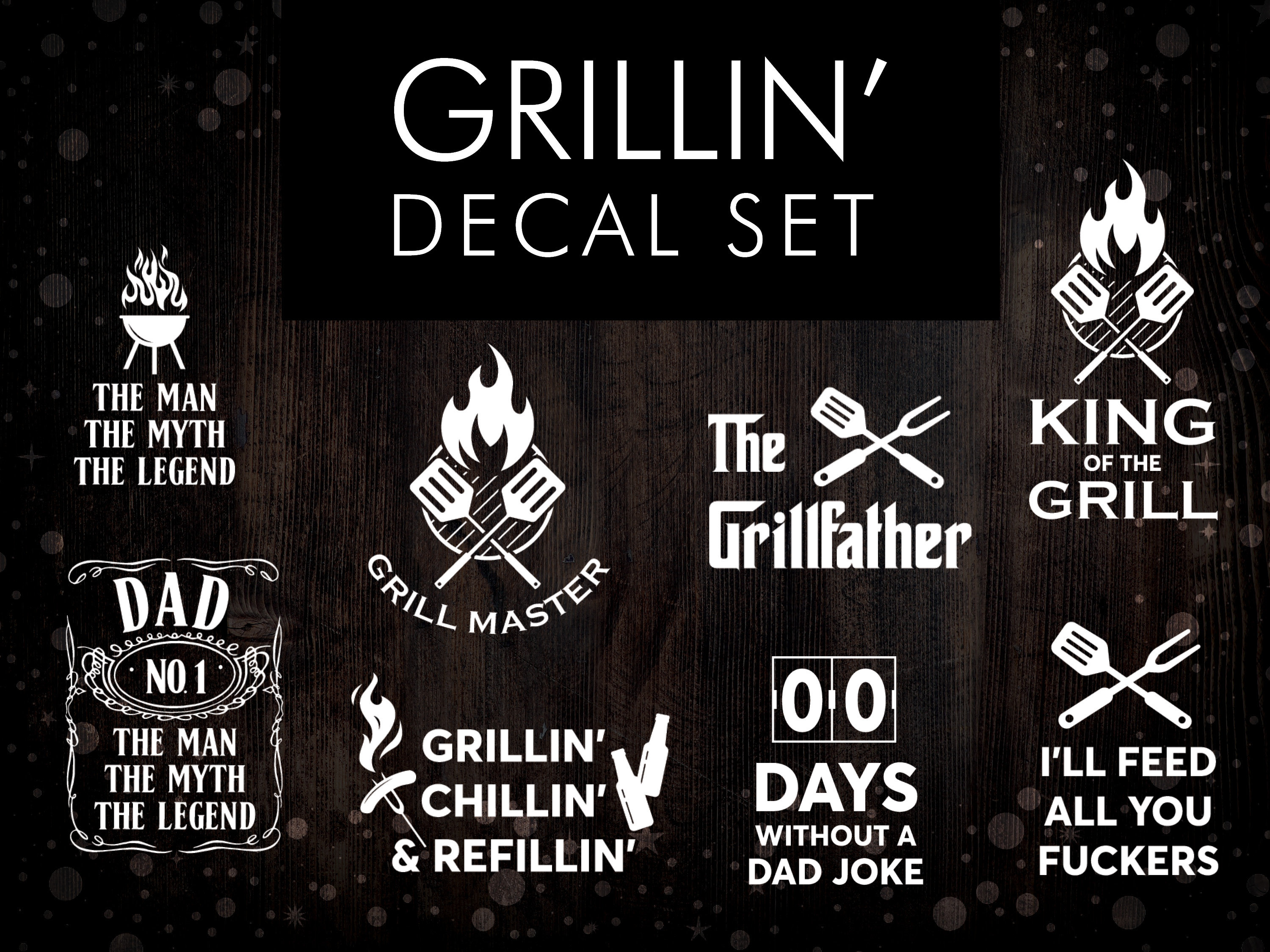 Grilling Decal Set | Dad Decals | Grill Master Decals | Custom Decals ...