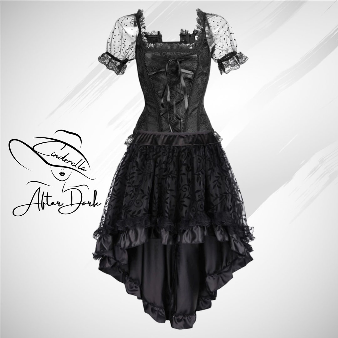 Black Retro 2 Piece Corset Dress Goth Corset Gothic Skirt - Etsy