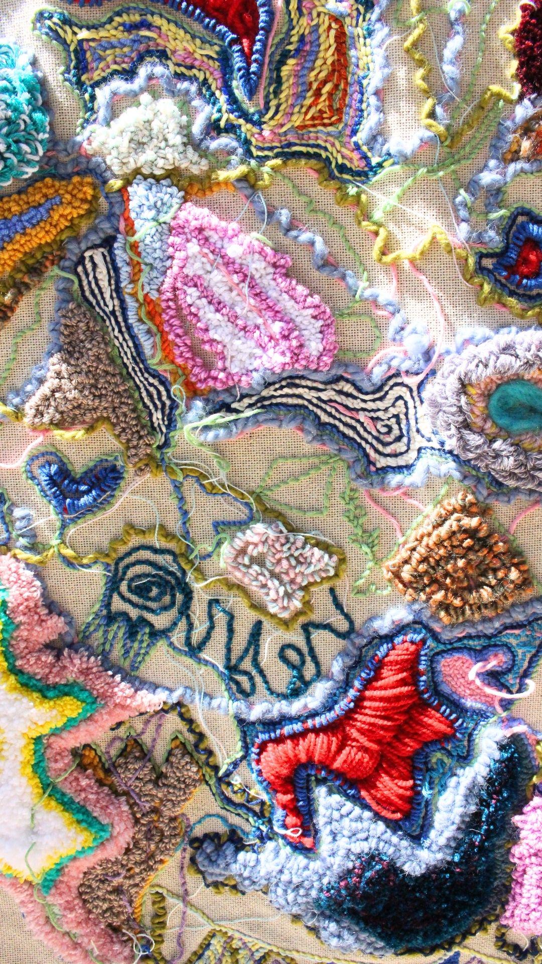 Punch Needle Wall Art, Large Textile Fiber Wall Hanging,punch Needle ...