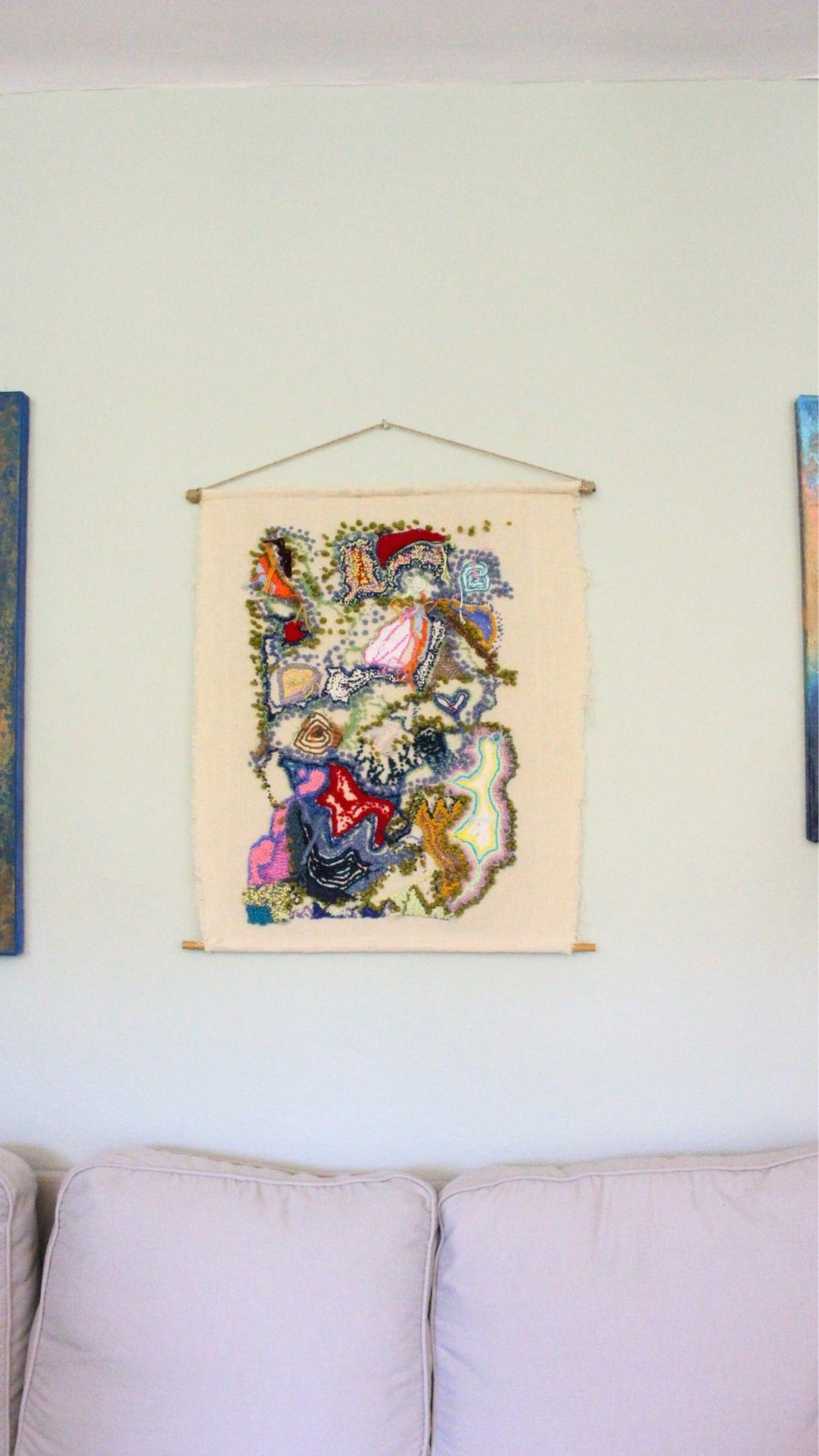 Punch Needle Wall Art, Large Textile Fiber Wall Hanging,punch Needle ...