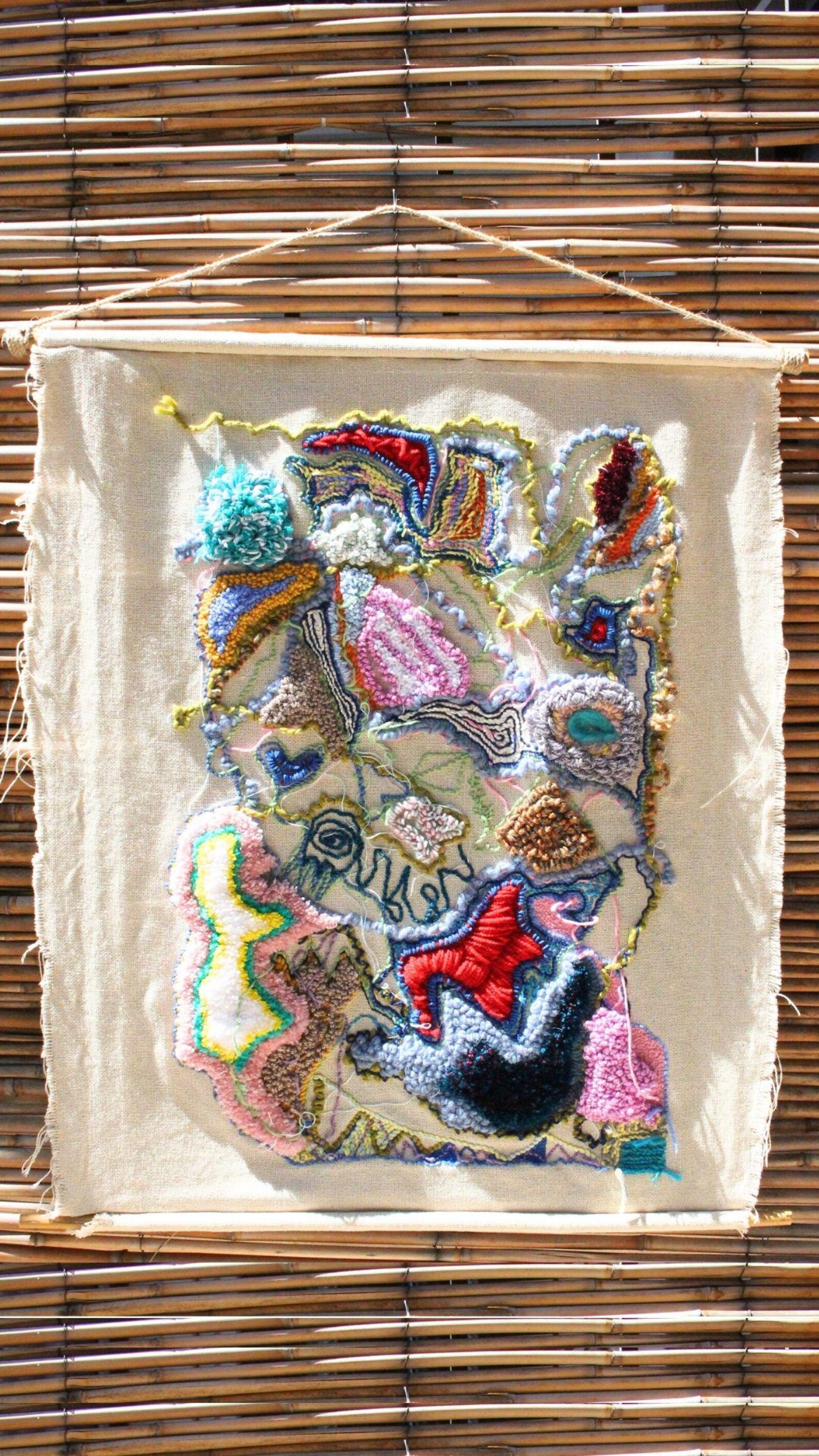 Punch Needle Wall Art, Large Textile Fiber Wall Hanging,punch Needle ...