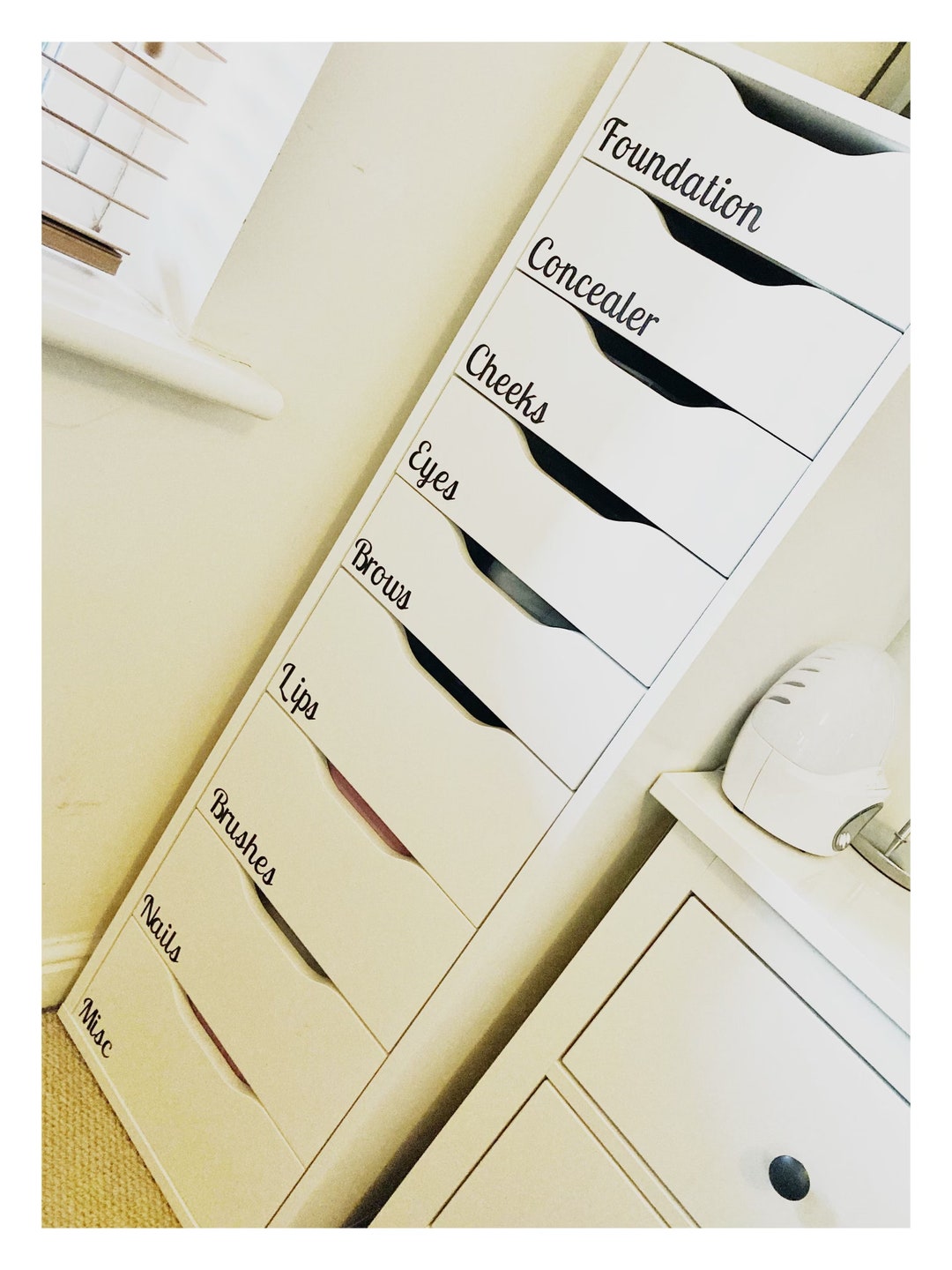 Custom Vinyl Decal Stickers: IKEA Alex Drawer Labels, Metallic Home ...