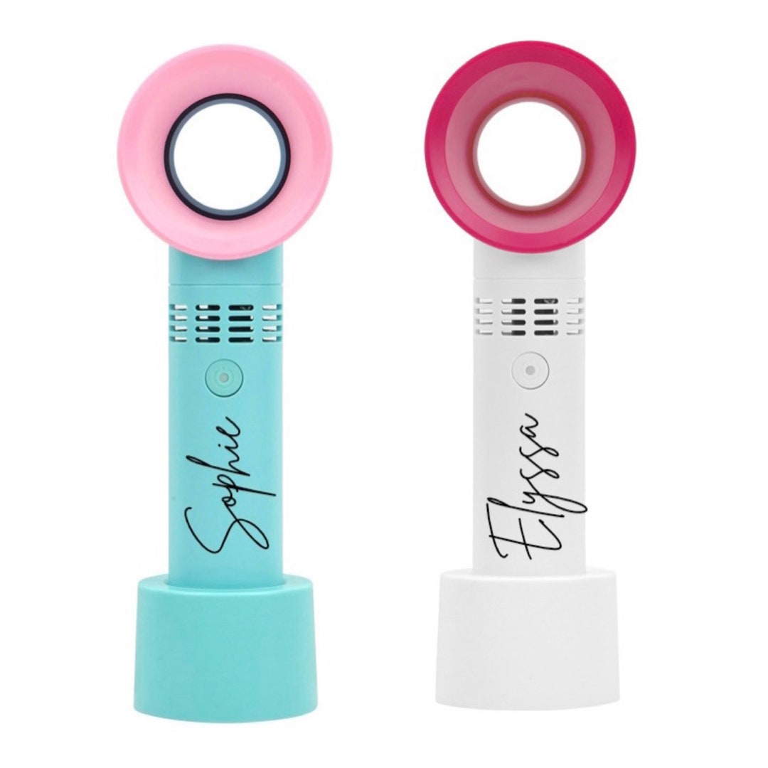 Personalised Custom Handheld USB Bladeless Fan With Base Rechargeable ...