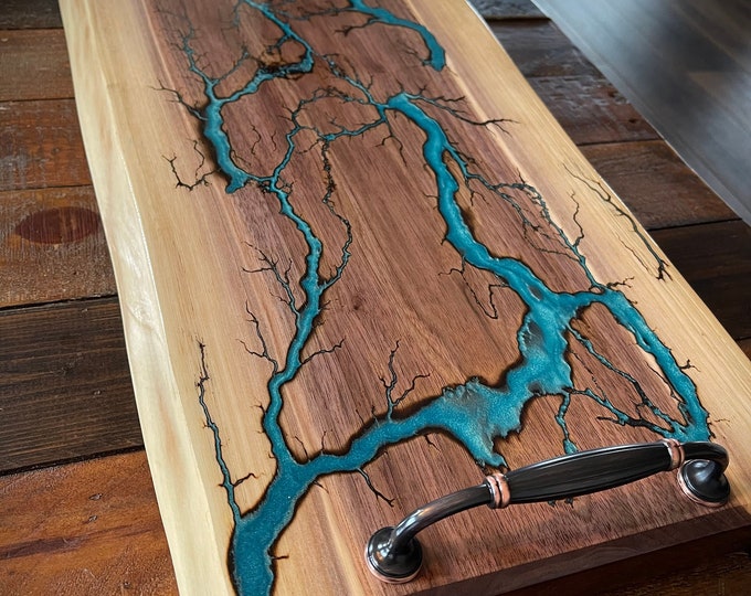 Large Live Edge Black Walnut Fractal Wood Burning/ Lichtenstein Wood ...