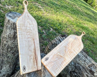 Handmade Curly Maple Walnut and Cherry Cutting Board With - Etsy