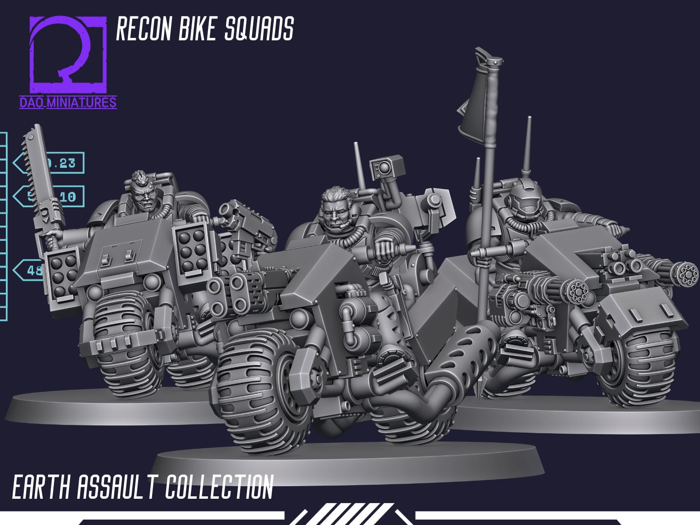 Recon Biker Squad 3D Printed / Miniature / Tabletop / Sci-fi / Wargame ...