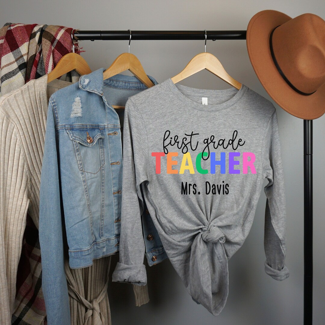 Custom Teacher Long Sleeve, Custom Teacher Name Long Sleeve, Teacher ...