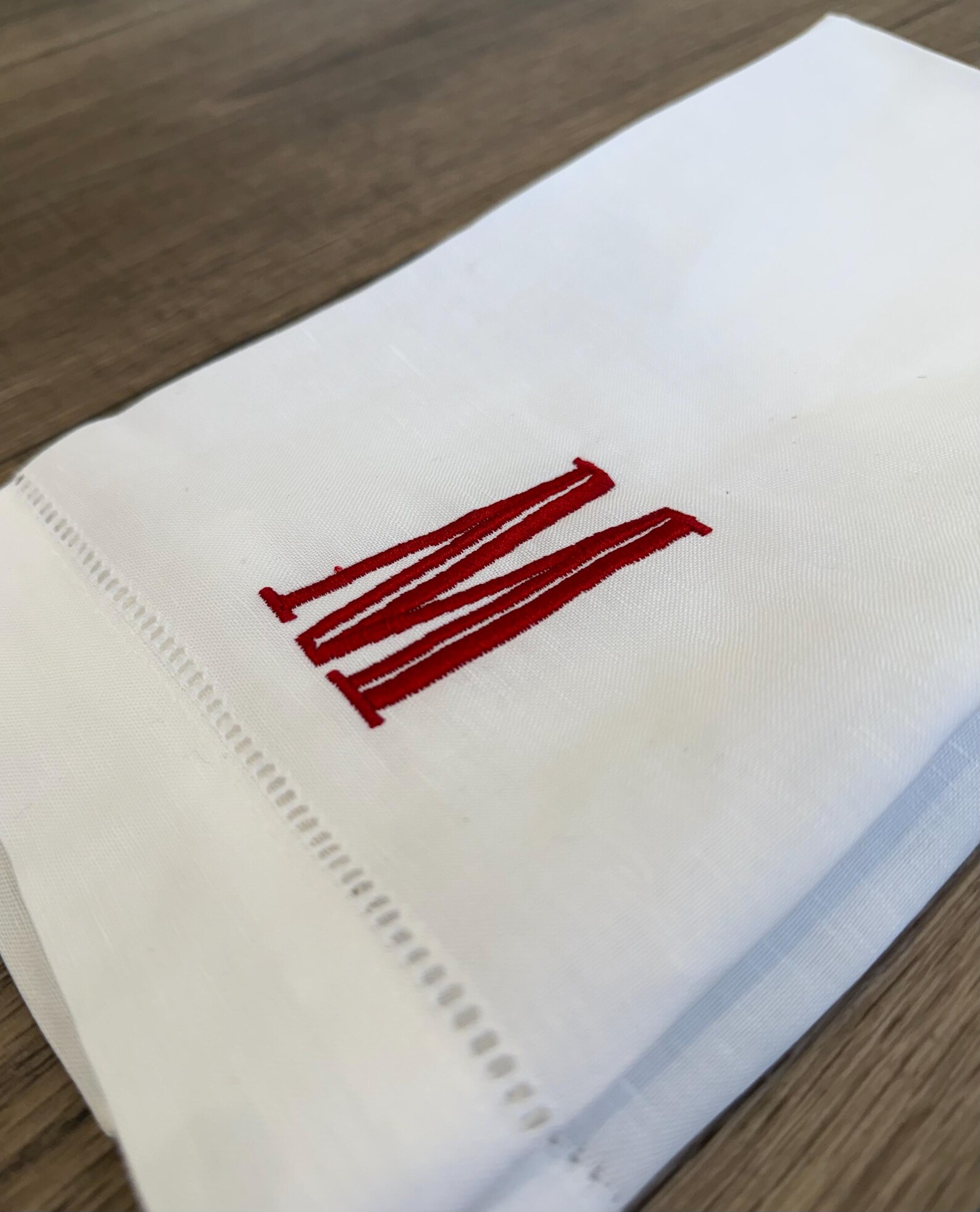 Engraved Font Linen Hand Towel, Tea Towel, Embroidered Initial, Holiday ...