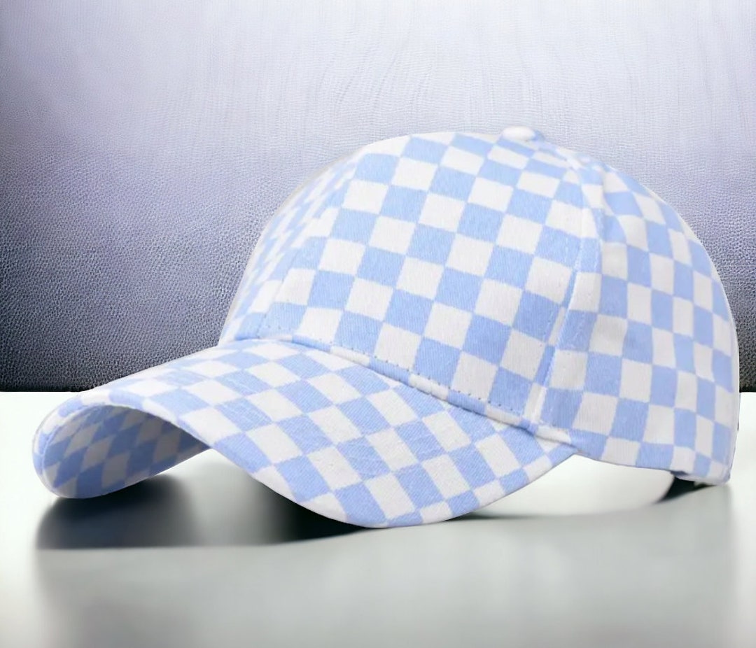 Blue / White Checkered Baseball Hat - Etsy