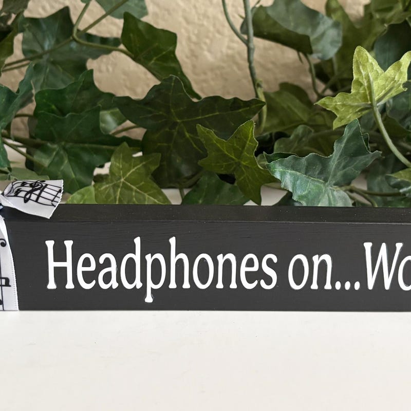 Headphones on Sign for Office - Etsy