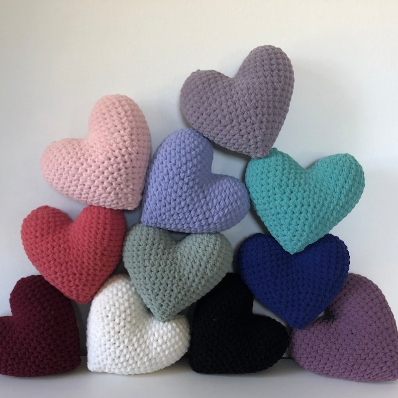 Crochet Heart Pillow - Etsy