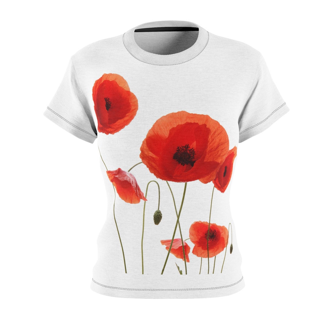 Women's Poppy Flower T-shirt - Etsy UK