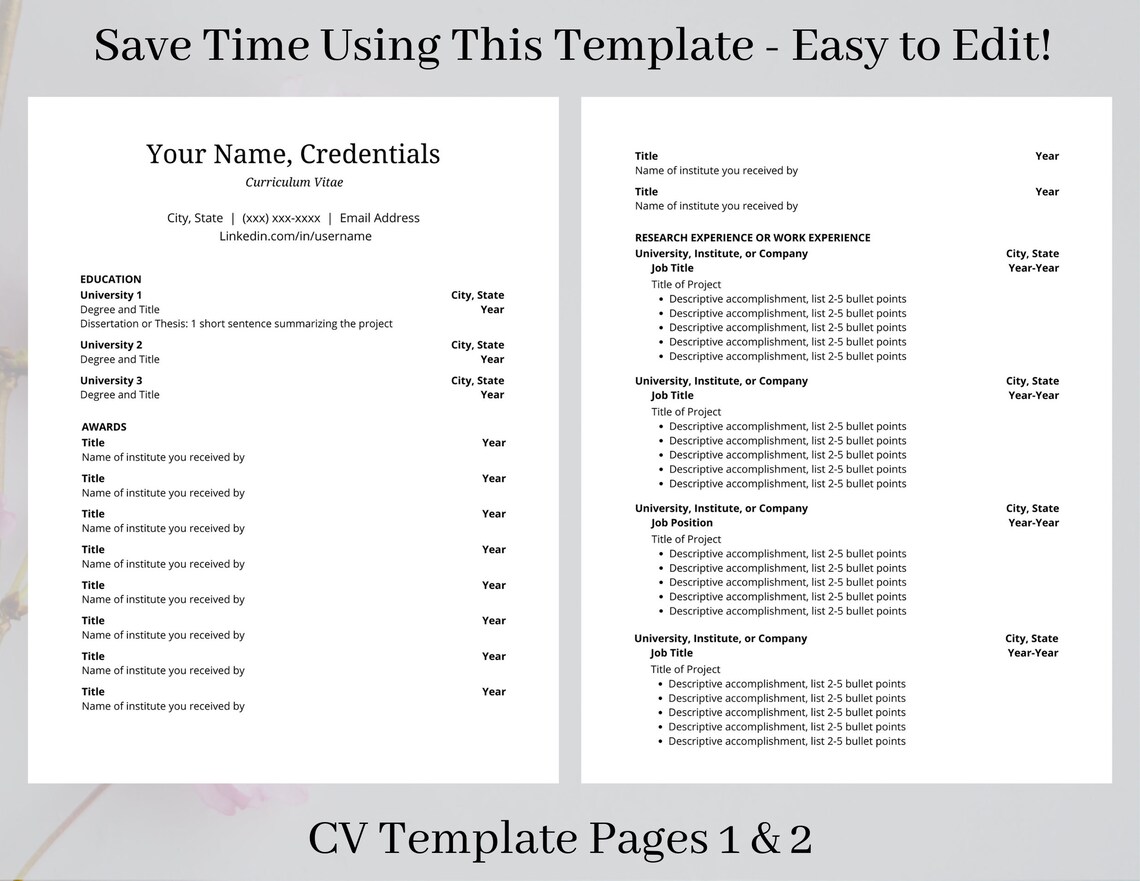 Student Curriculum Vitae Template Simple CV Template for Job ...