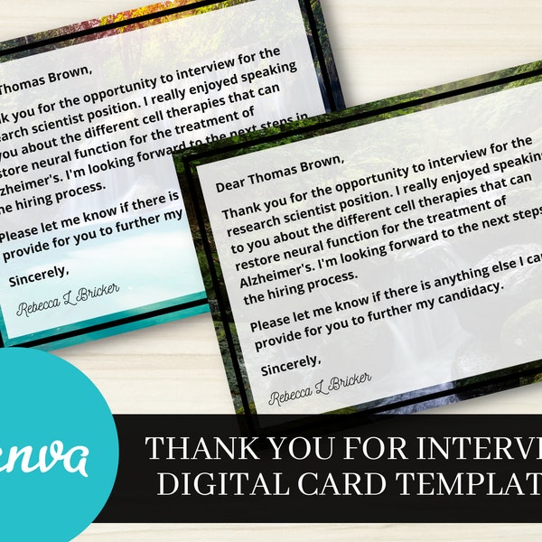 Interview Thank You Card Template - Etsy
