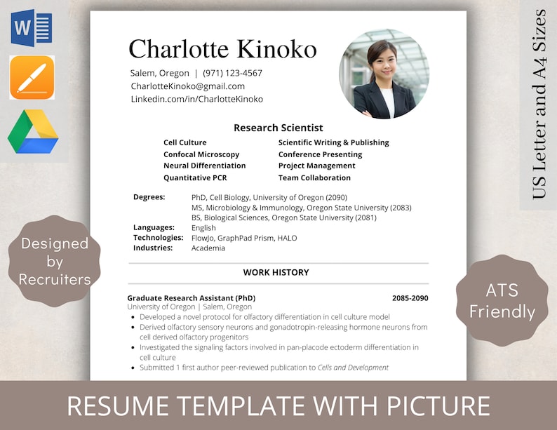 Professional Resume Template Picture for Job Application Designed by ...