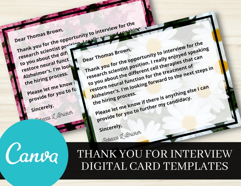 Thank You for Job Interview Digital Card Templates | Personalize in ...