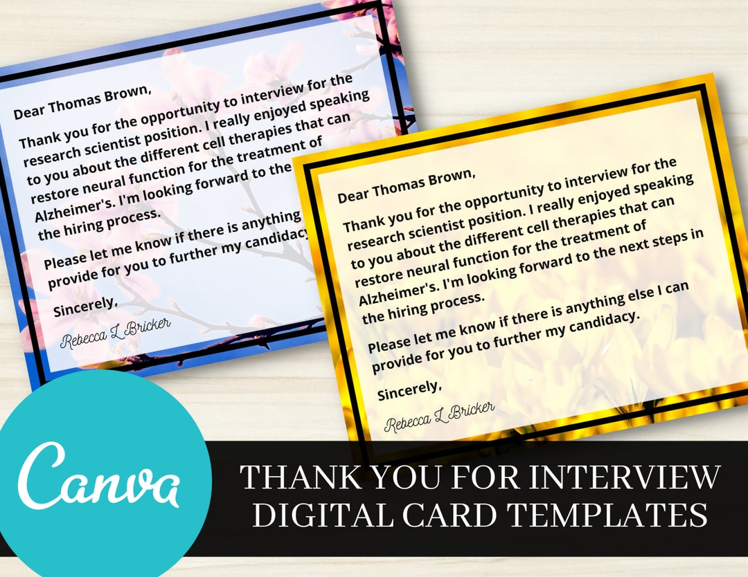 Best Thank You Letter for Job Interview | Digital Card Templates ...