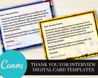 Digital Thank You Card Template for Job Interview (canva) - Etsy