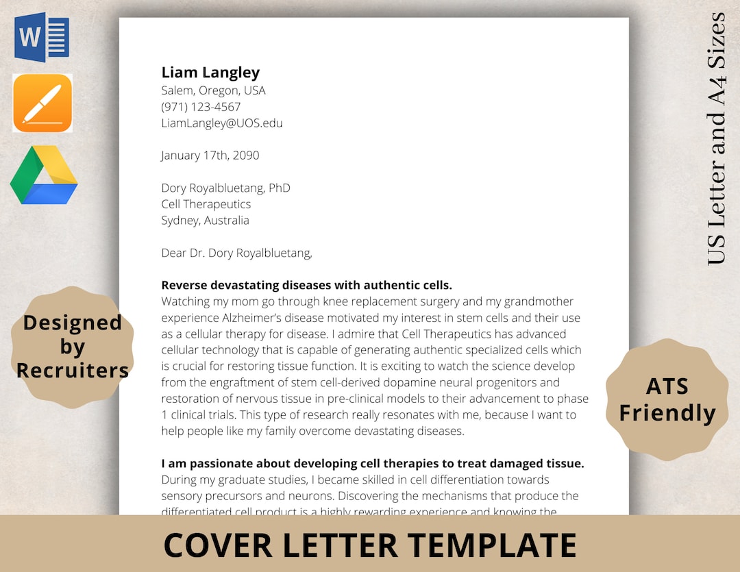 Professional Cover Letter Template for Job Application Template ...