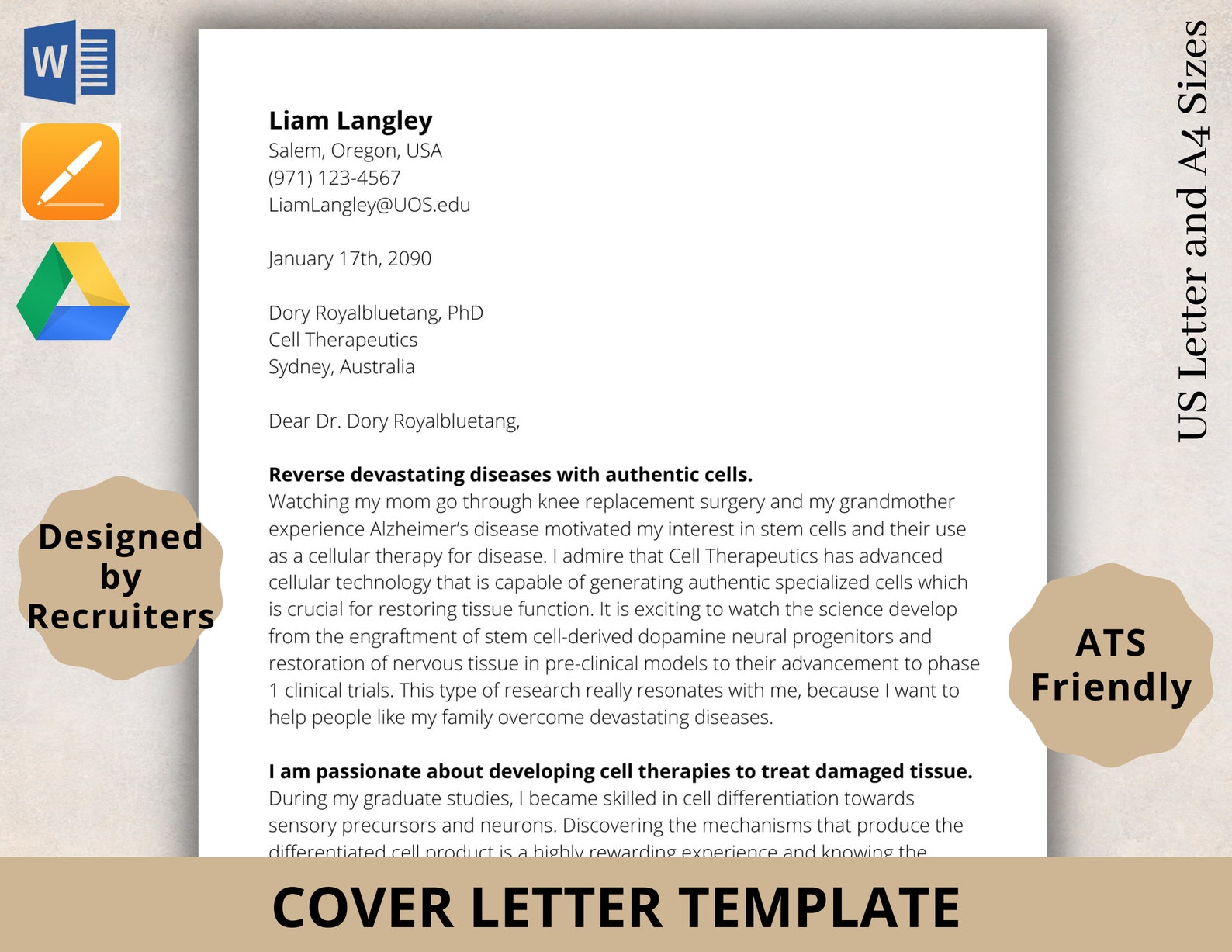 Professional Cover Letter Template for Job Application Template ...