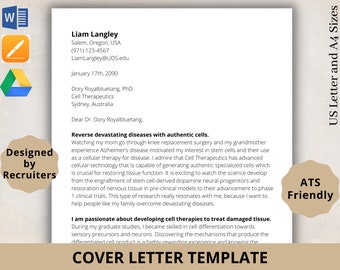 Editable Sample Professional Cover Letter - Etsy
