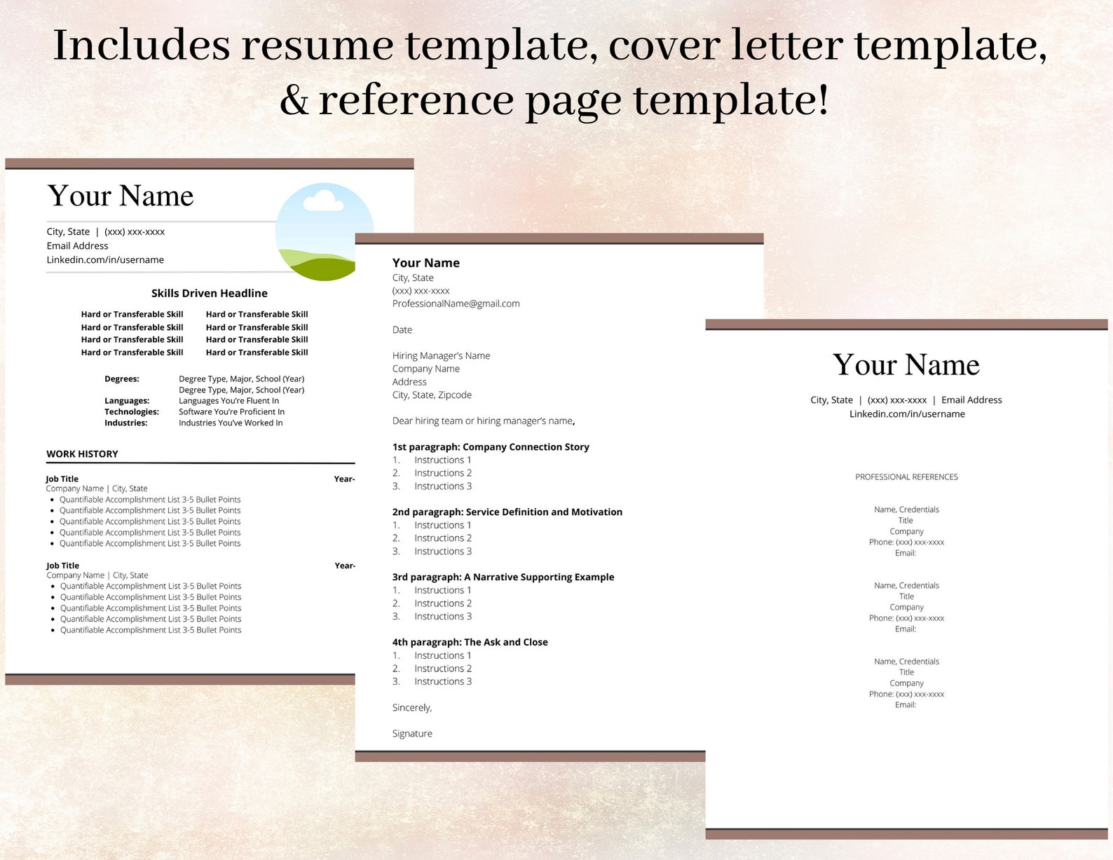 Recruiter Resume Template With Picture and Professional Cover - Etsy