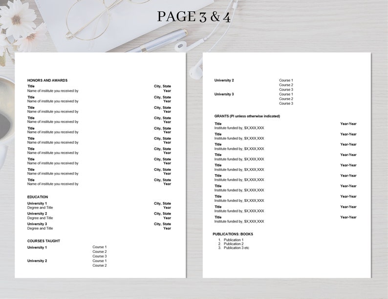 Professional Curriculum Vitae Template and Academic Cover - Etsy
