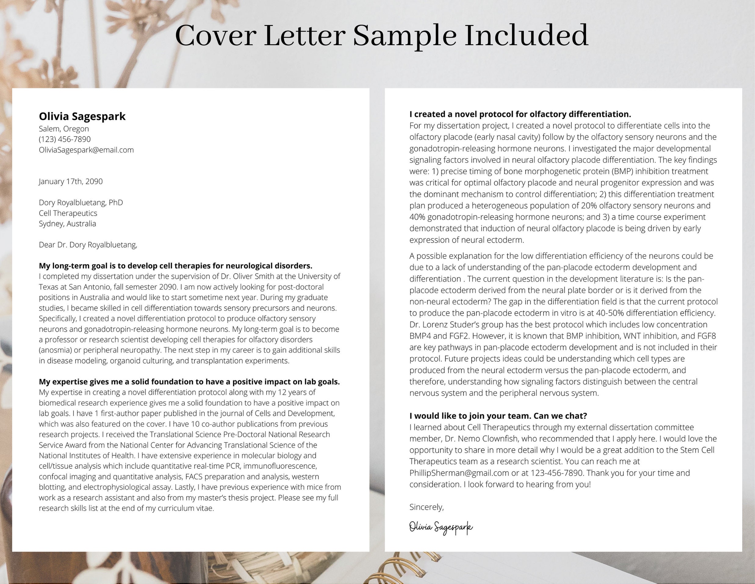 Cover Letter Template for Academic Research Medical Science Fields ...