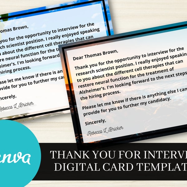 Interview Thank You Card Template - Etsy