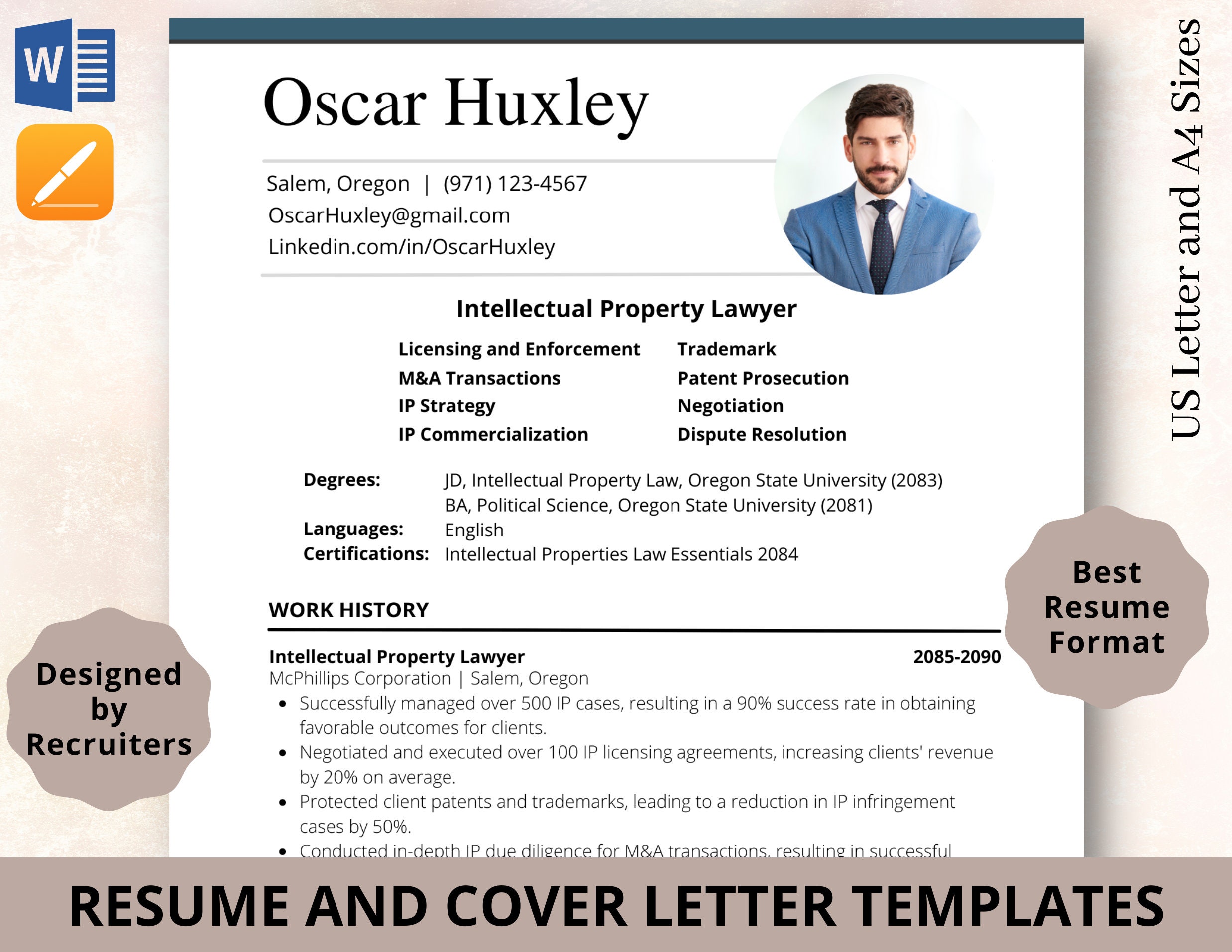 Best Resume Template With Picture and Professional Cover - Etsy