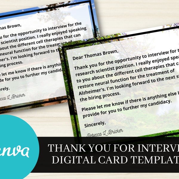 Interview Thank You Email Template - Etsy