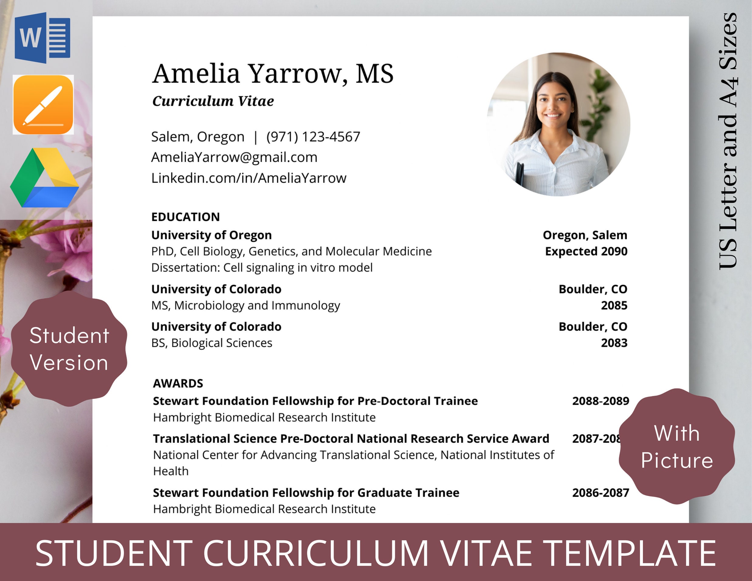 Student Curriculum Vitae Template Picture for Job Application Template ...