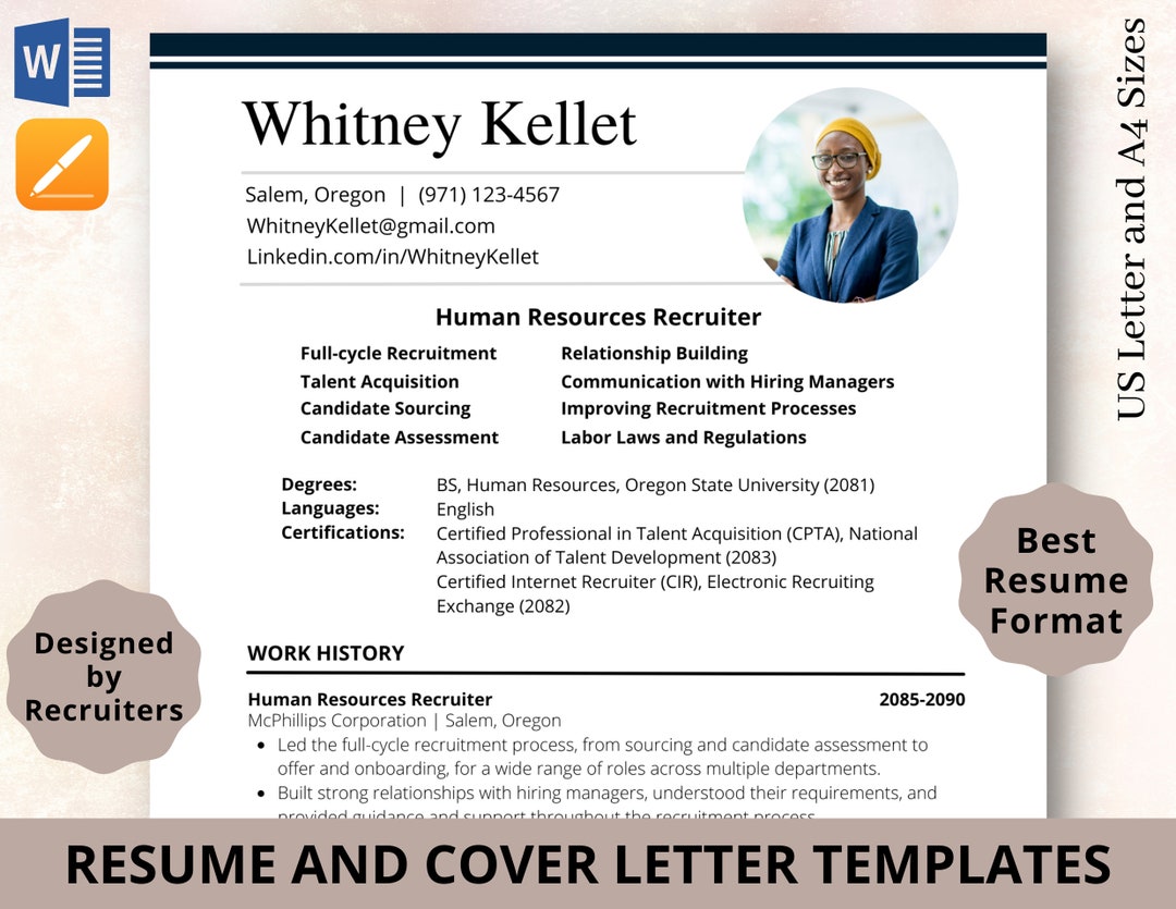Picture Resume Template Modern Resume Template Word for Job - Etsy México